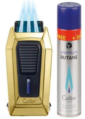 Colibri Quantum mit 3-fach Jet-Flamme gold-schwarz | raucher-xxl